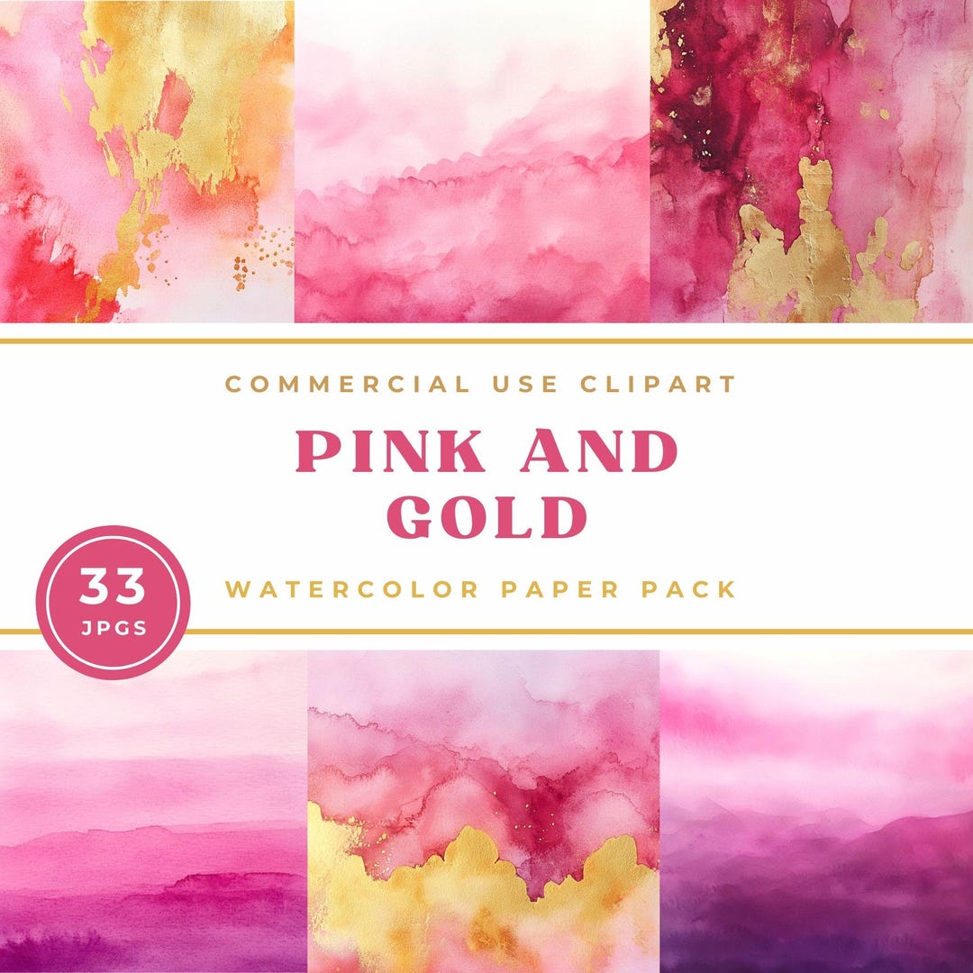 Pink Gold Watercolor Clipart - Alcohol Ink Backgrounds - Digital Paper ...