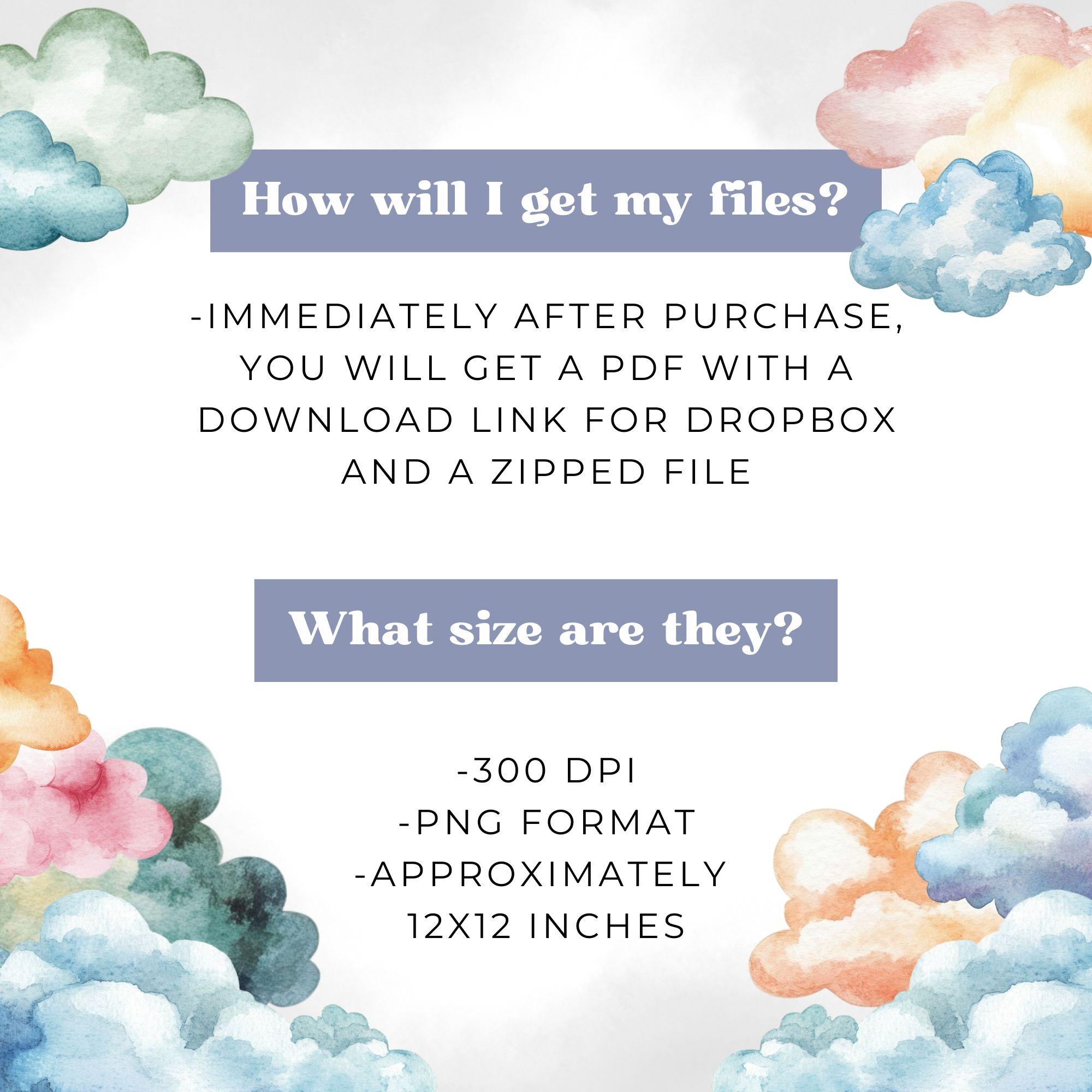 Watercolor Clouds Clipart - Cute Weather Illustrations - Digital ...