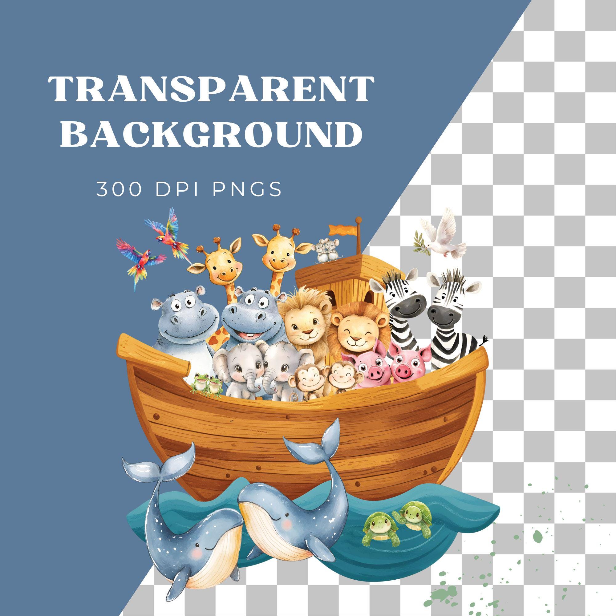 Noah's Ark Clipart Bundle - Cute Baby Animals PNG - Bible Story ...