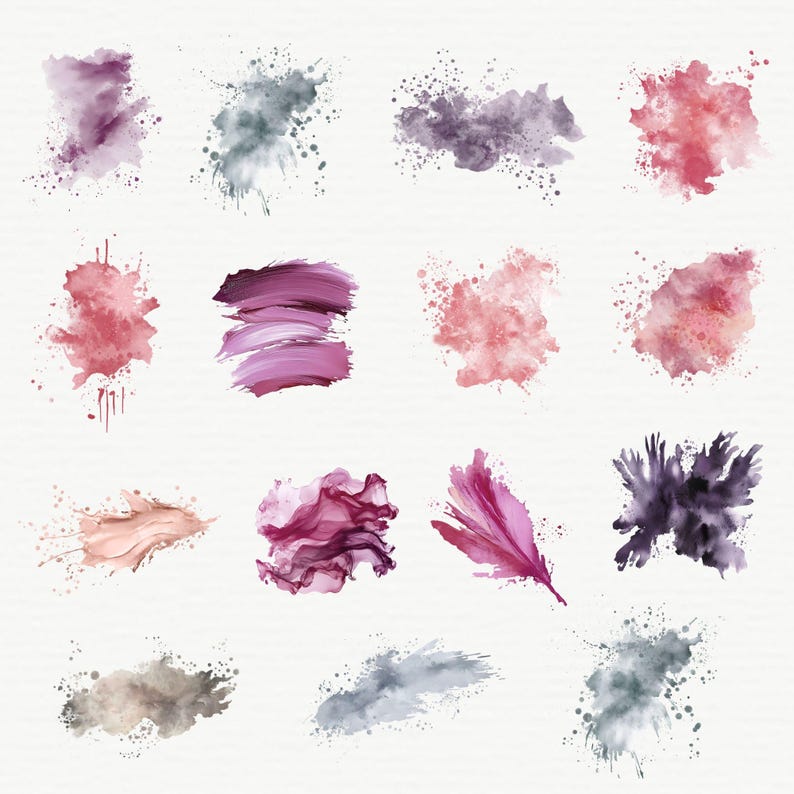 Watercolor Splatter Clipart - Paint Splash PNG - Digital Graphics for ...