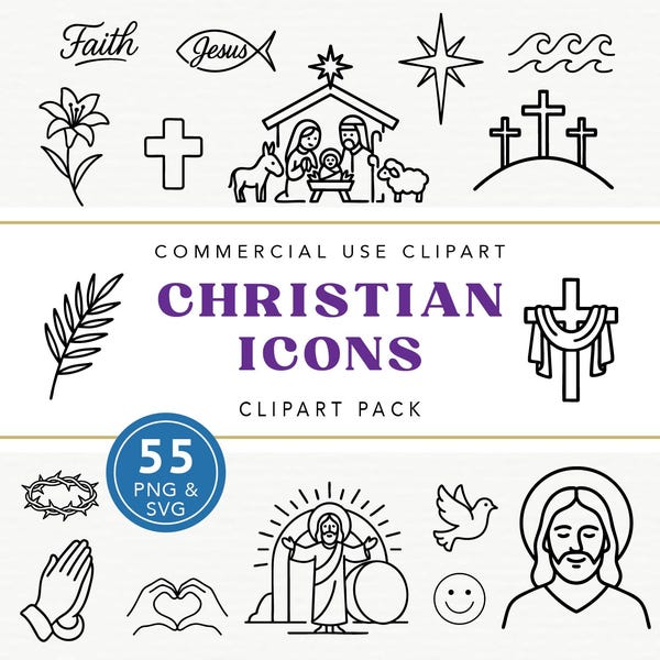 Black and White Christian Clip Art - Etsy