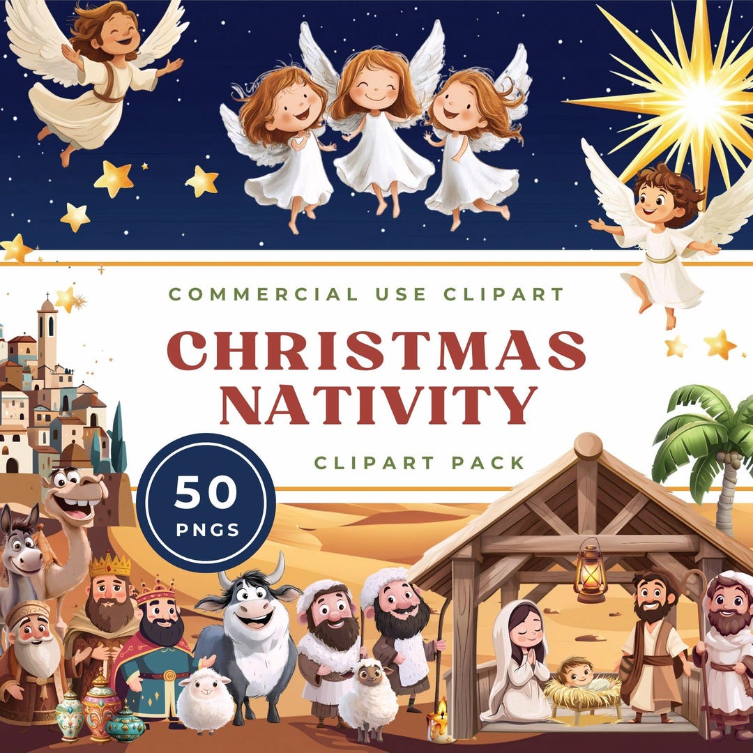 Cute Nativity Clip Art - Christmas Crafts - Baby Jesus Clipart - Kids ...
