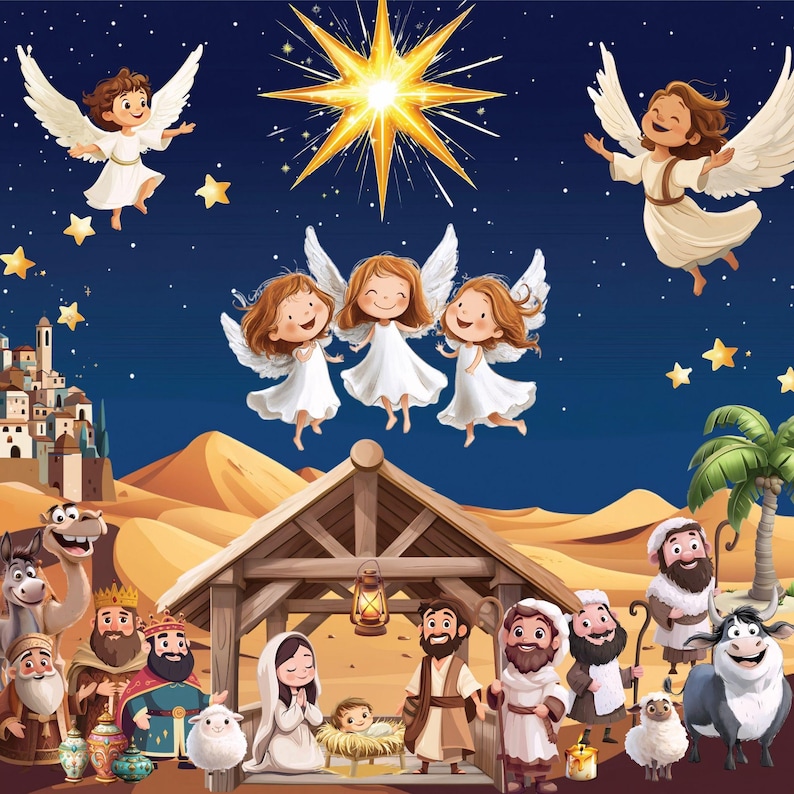 Cute Nativity Clip Art - Christmas Crafts - Baby Jesus Clipart - Kids ...