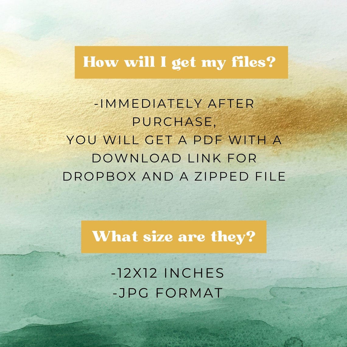Green and Gold Watercolor Digital Paper - Printable Textures for ...