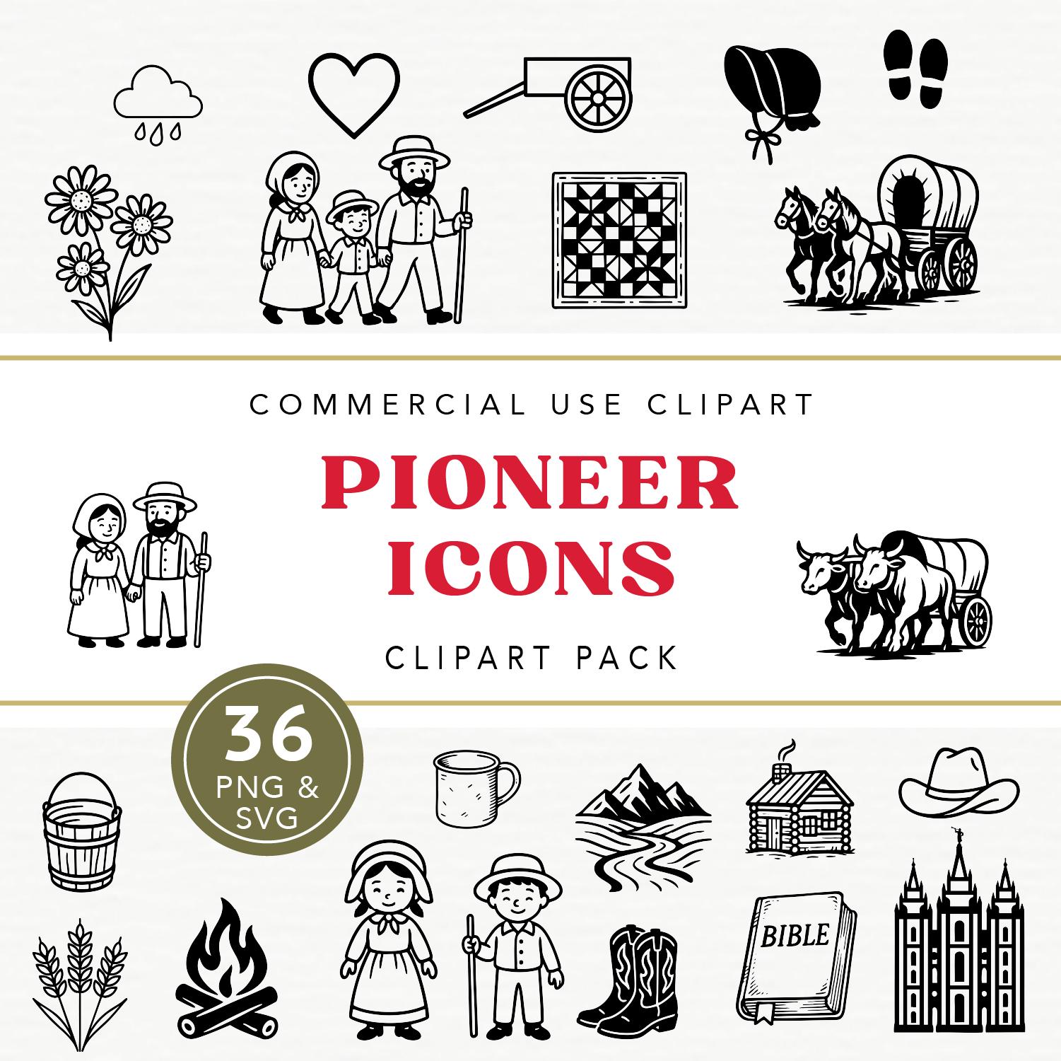 Pioneer Icons, Old West Utah, LDS Clip Art, Commercial Use, Digital ...