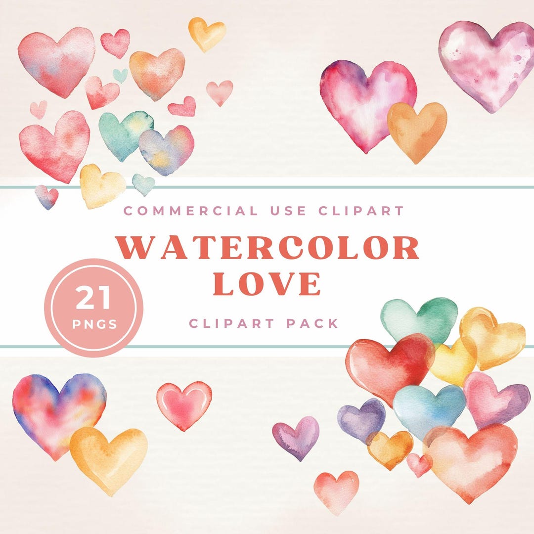 Watercolor Heart Clipart - Digital Download - Valentine's Day Art ...