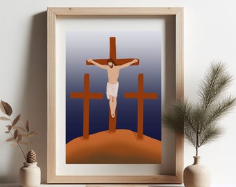 Christian Art: crucifixion. Printable Download Art of Jesus on the Cross. 10500 6000 Px - Etsy