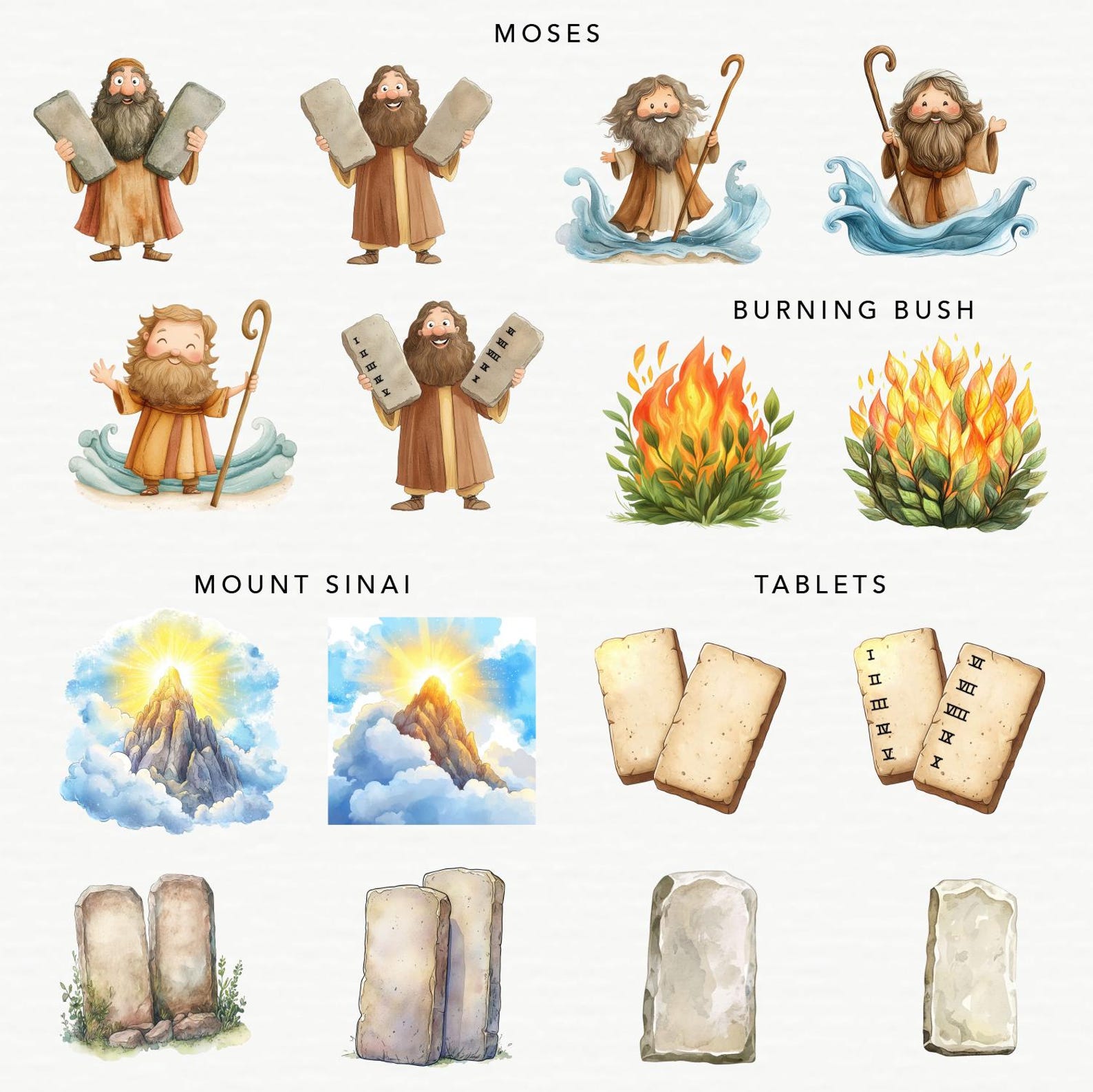 Moses and 10 Commandments Clip Art, Religious Art for Kids, Bible Story ...