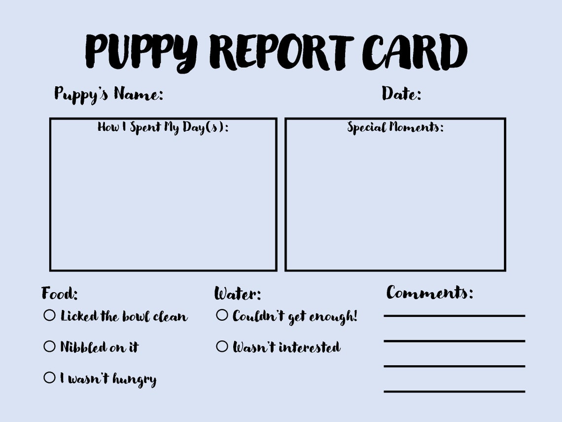 Puppy Day Care Report Card - Etsy
