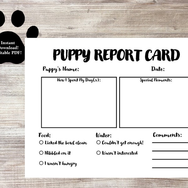 Doggie Day Care Report Card - Etsy