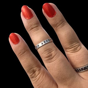 Supernatural Castiel Inspired Metal Stamped Ring // Hey Assbutt ...