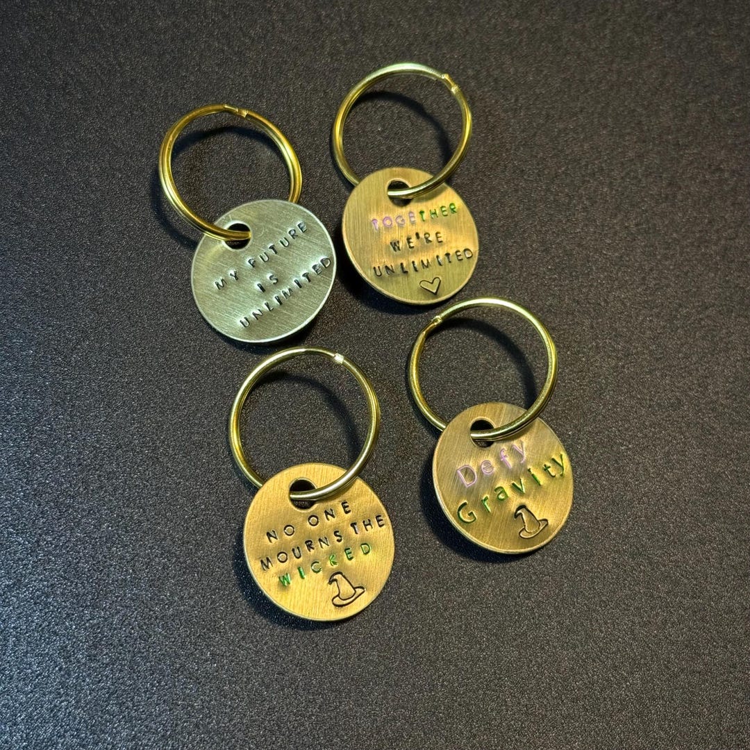 Wicked Inspired Metal Stamped Keychain - Defy Gravity - Musical Jewelry ...