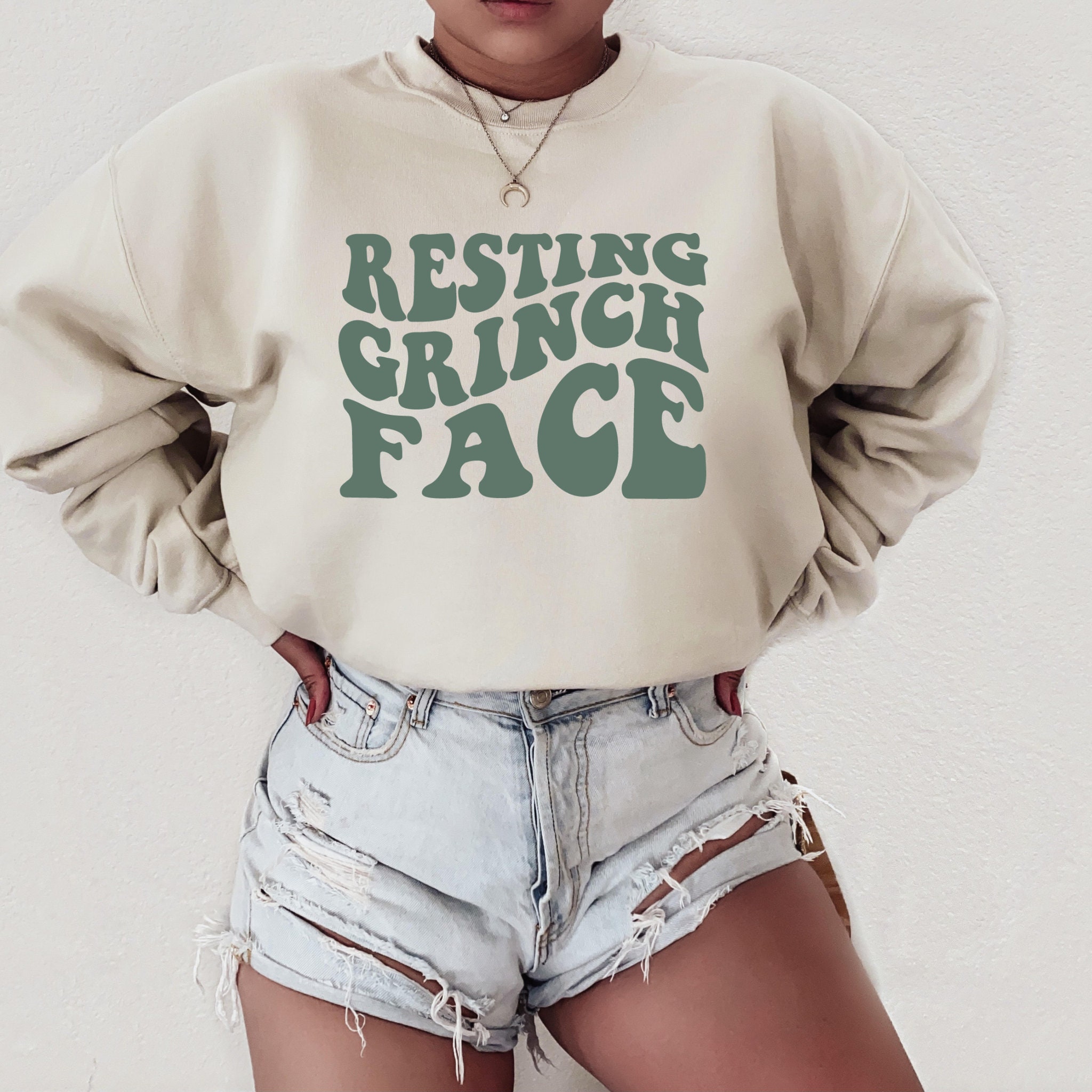 Resting Grinch Face. the Grinch. Christmas Crewneck. Trendy - Etsy