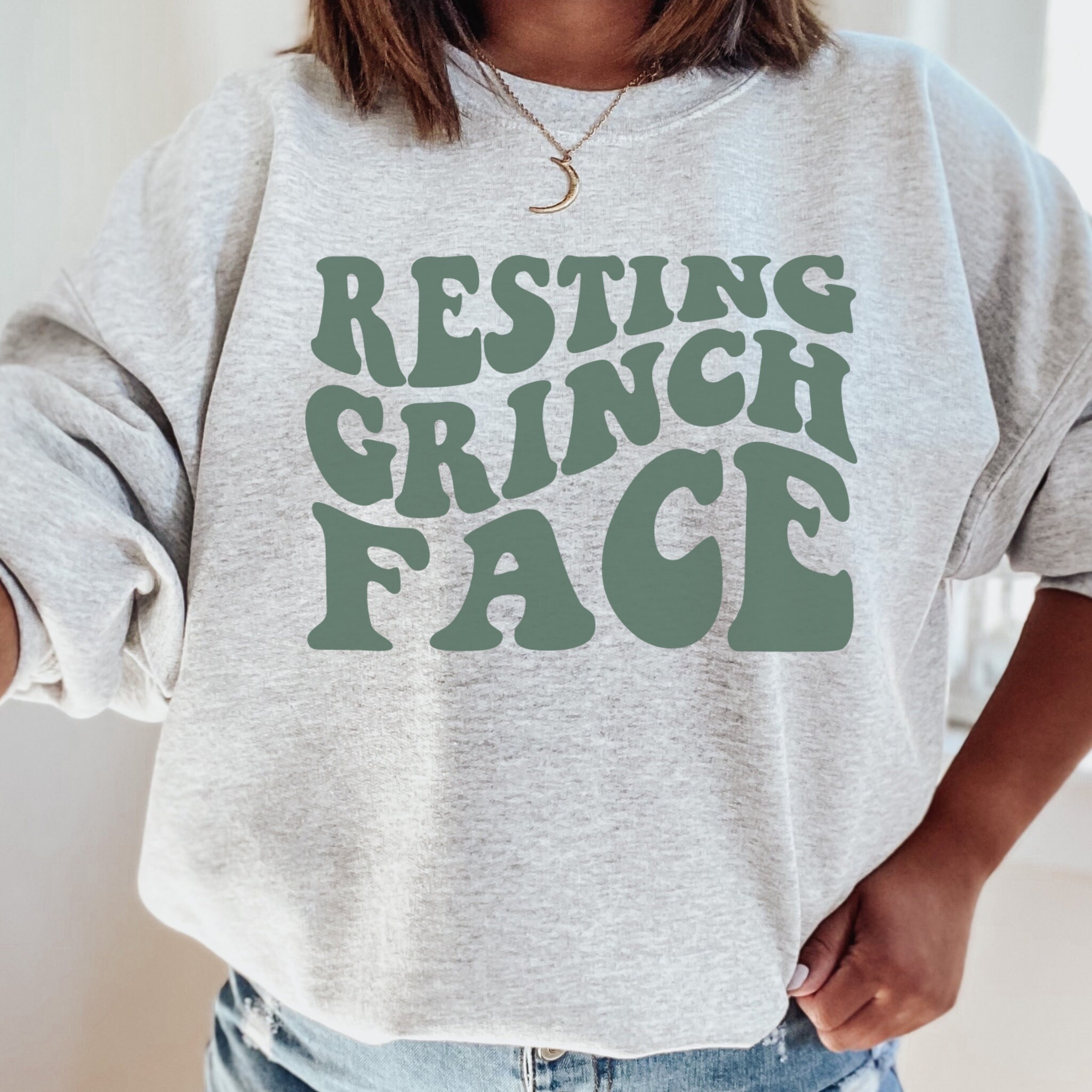 Resting Grinch Face. the Grinch. Christmas Crewneck. Trendy - Etsy