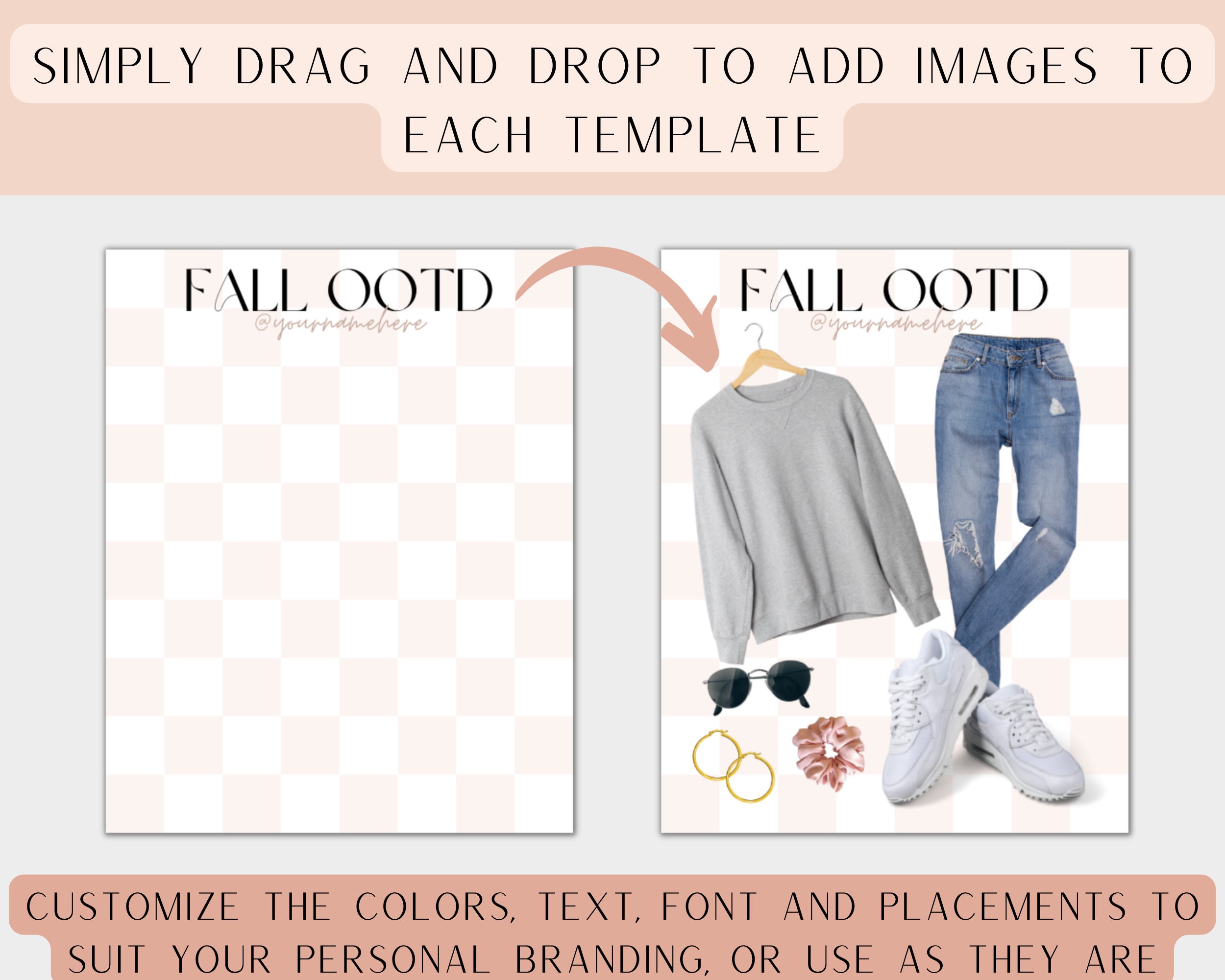 Fall LTK Template | Checkerboard Collage for Canva (digital Download ...