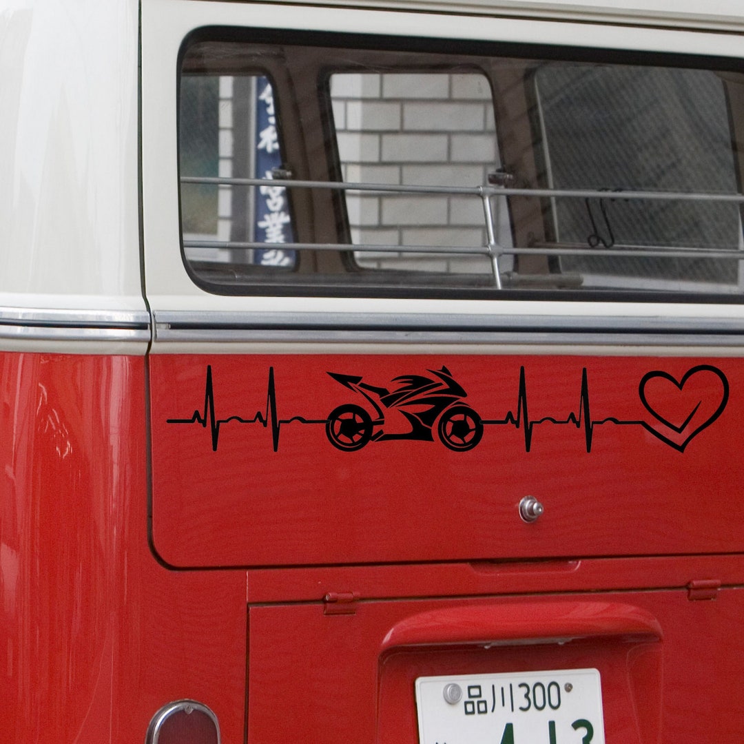 Biker Heartbeat Biker Inside Pulse Car Sticker Decal Gift Idea Two ...