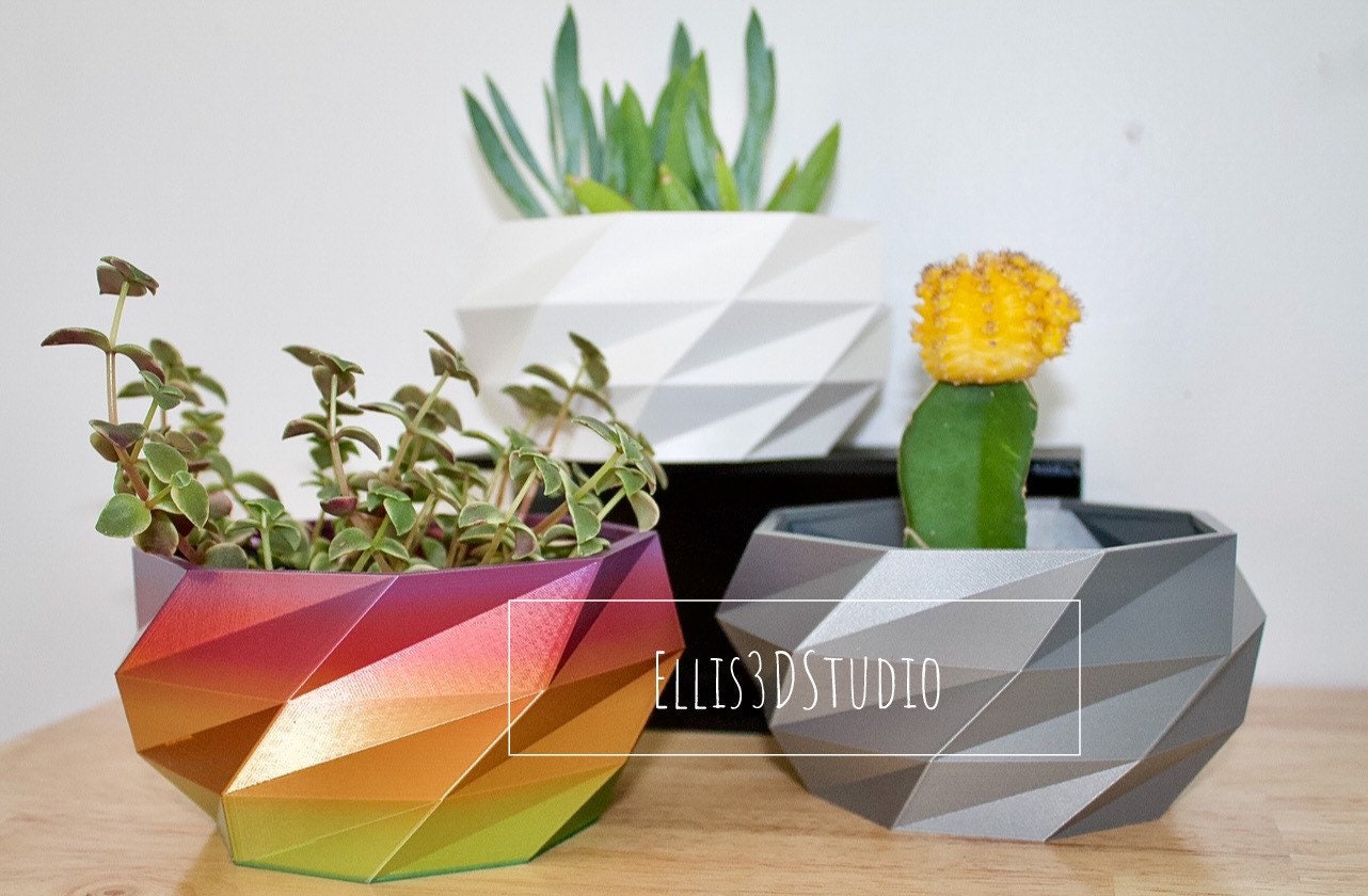 Geometric Planter 3D Printed Home Decor Succulent and - Etsy
