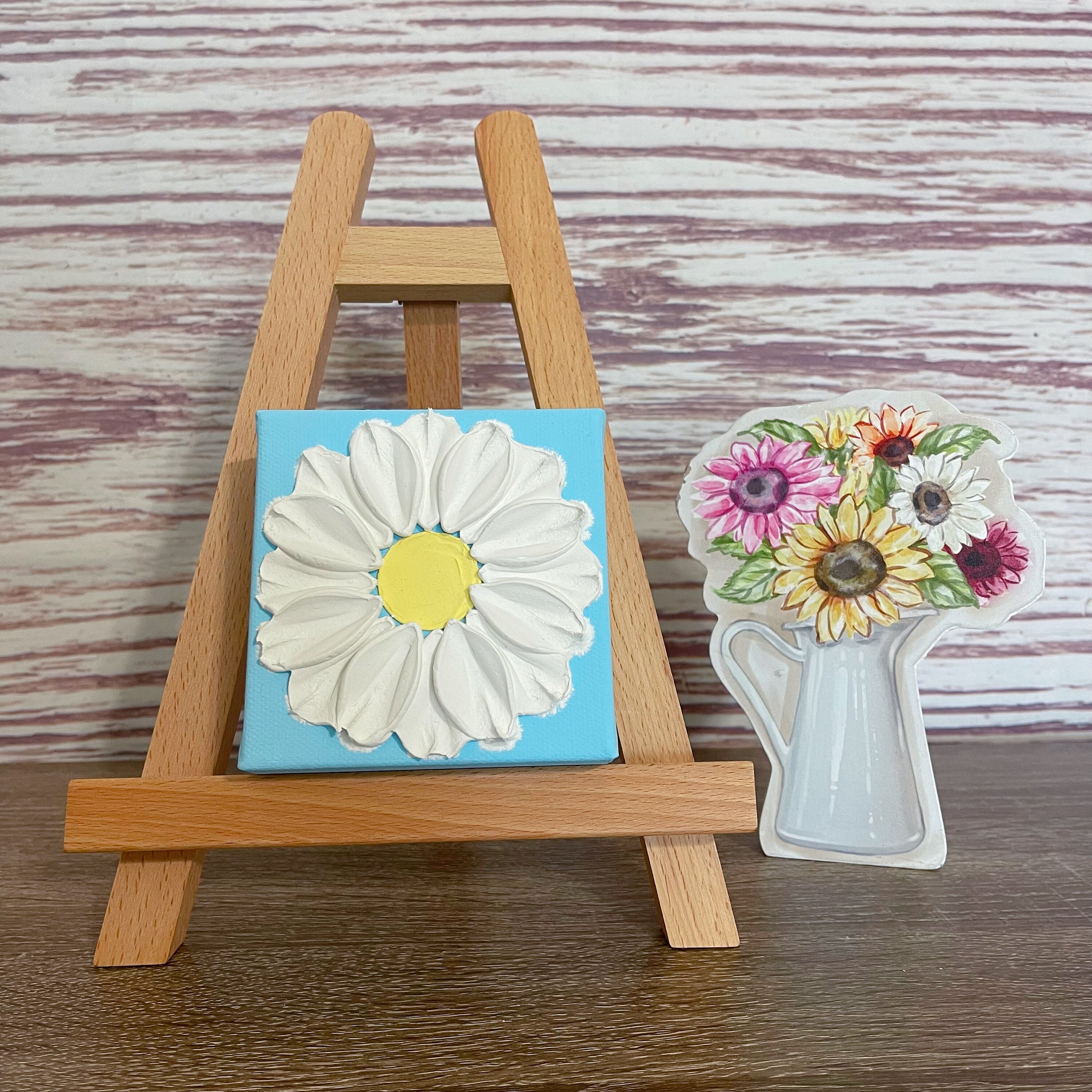 Original 3D Textured Flower Painting, 3D Mini Floral Abstract Art, Home ...