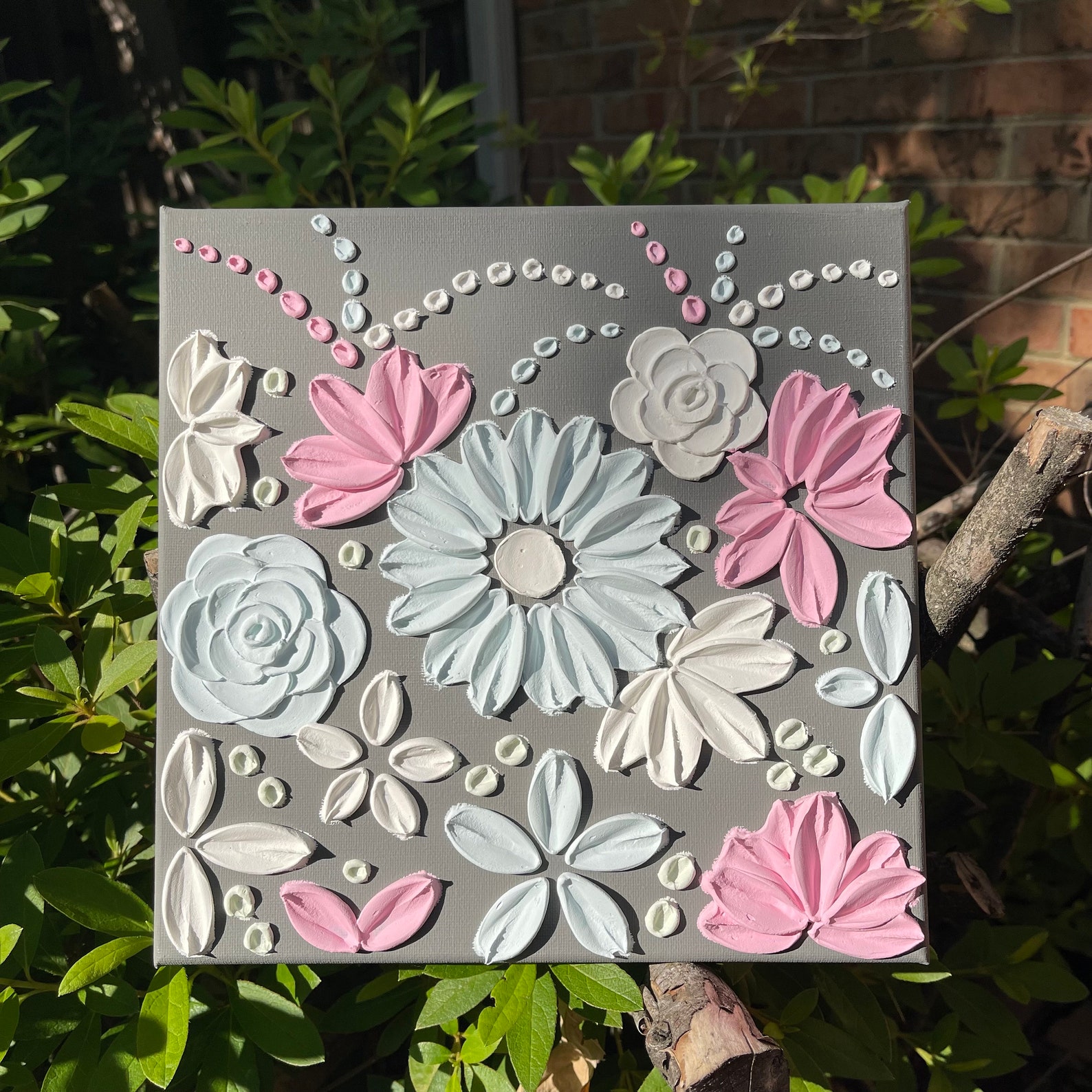 3D Textured Flower Painting, 3D Floral Wall Art, Nursery Wall Decor for ...