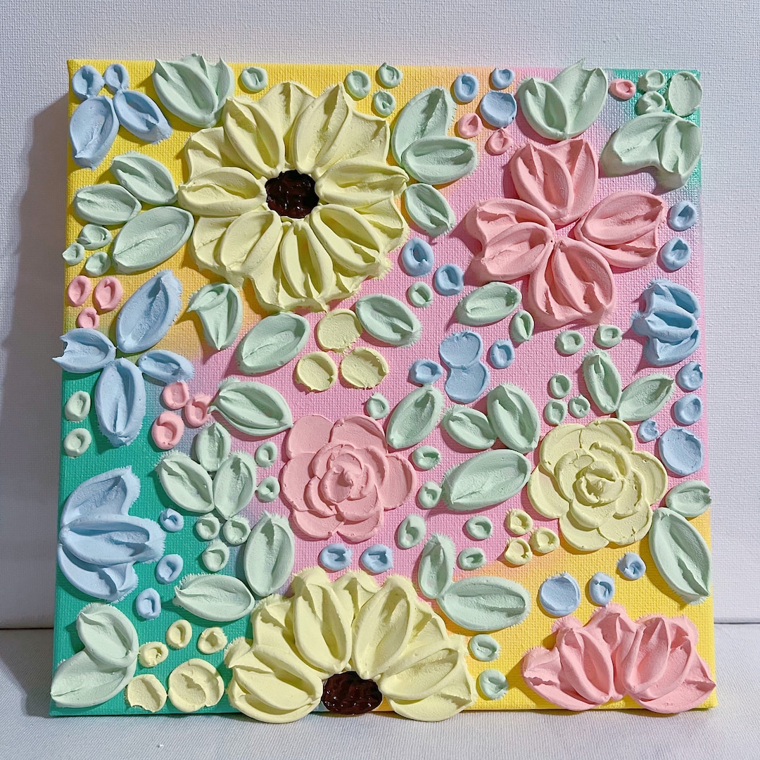 3D Textured Flower Painting, “blossoms”, 3D Colorful Flower Art ...