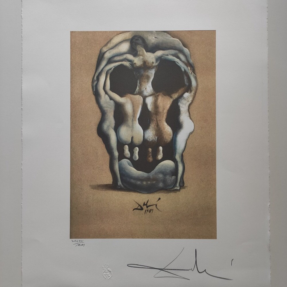 Salvador Dali Signed Lithograph HUMAN SKULL skull Decor - Etsy