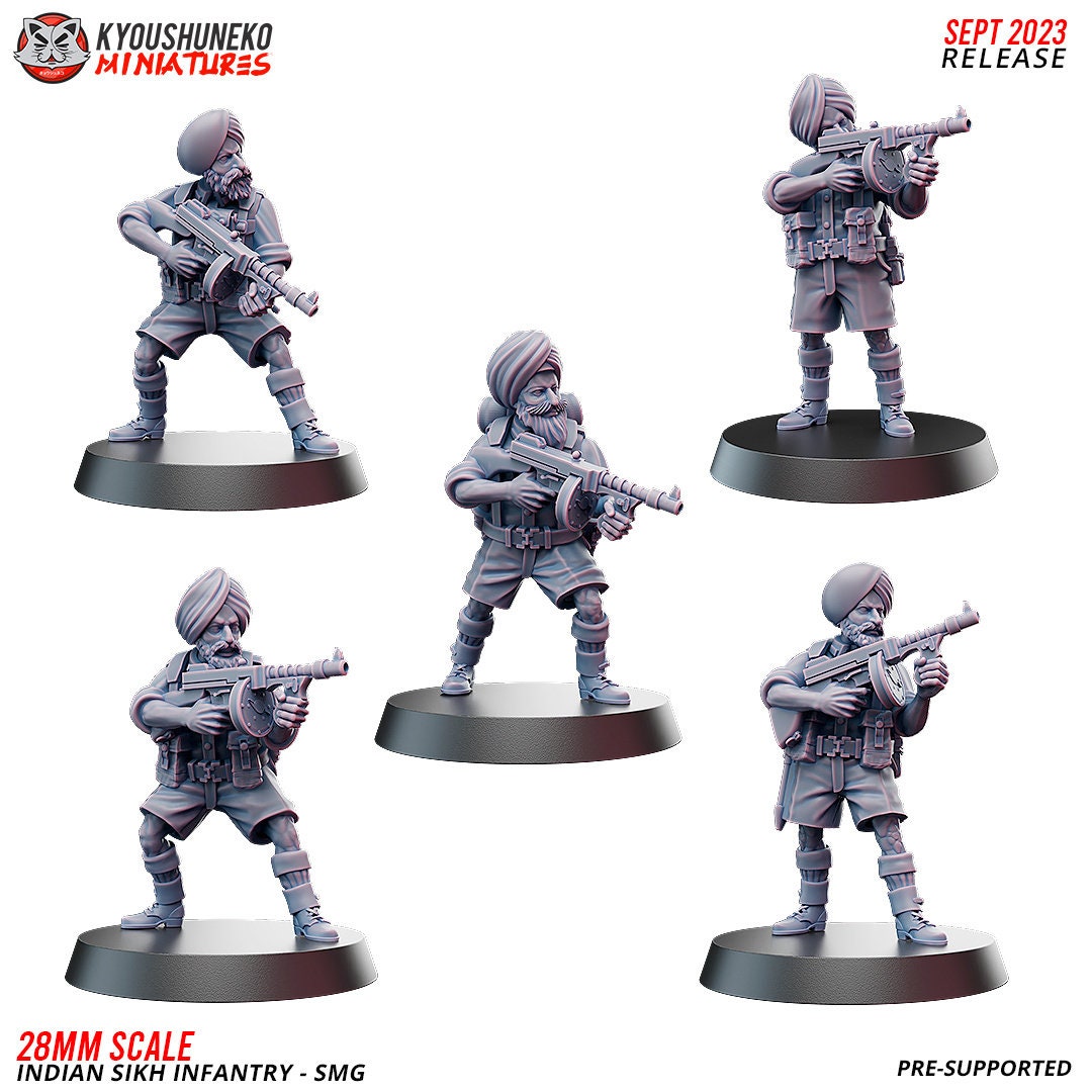WW2 Indian Sikh Sub Machine Gun Unit Infantry Figures - Feudal ...