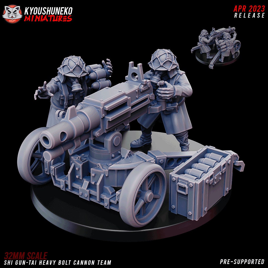 Kyoushuneko Miniatures Shi Gun Tai Heavy Bolt Cannon Team | 15mm-32mm ...