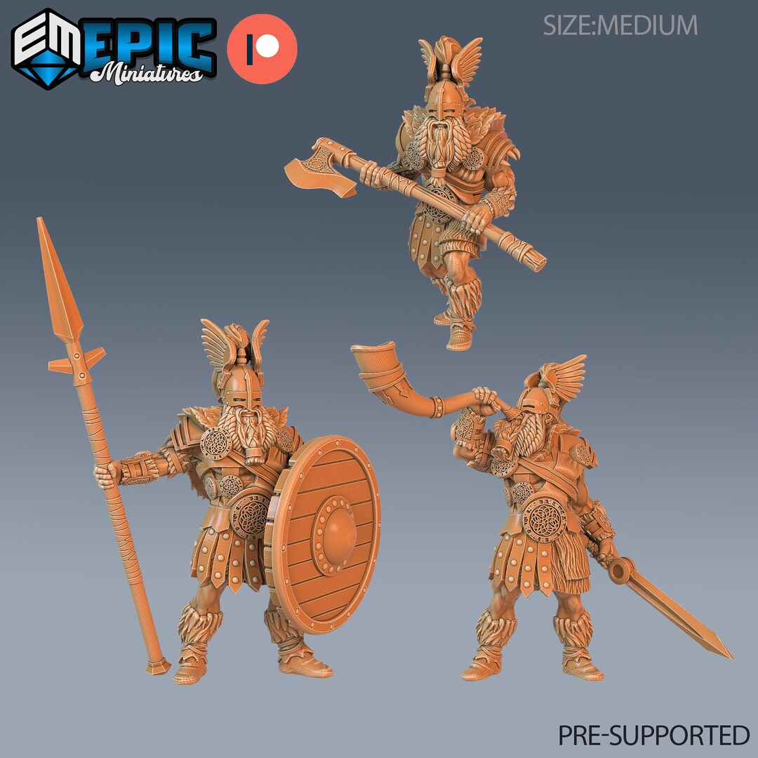 Epic Miniatures Viking Age X3 Norse God Heimdall Spear Axe Weapon 28mm ...