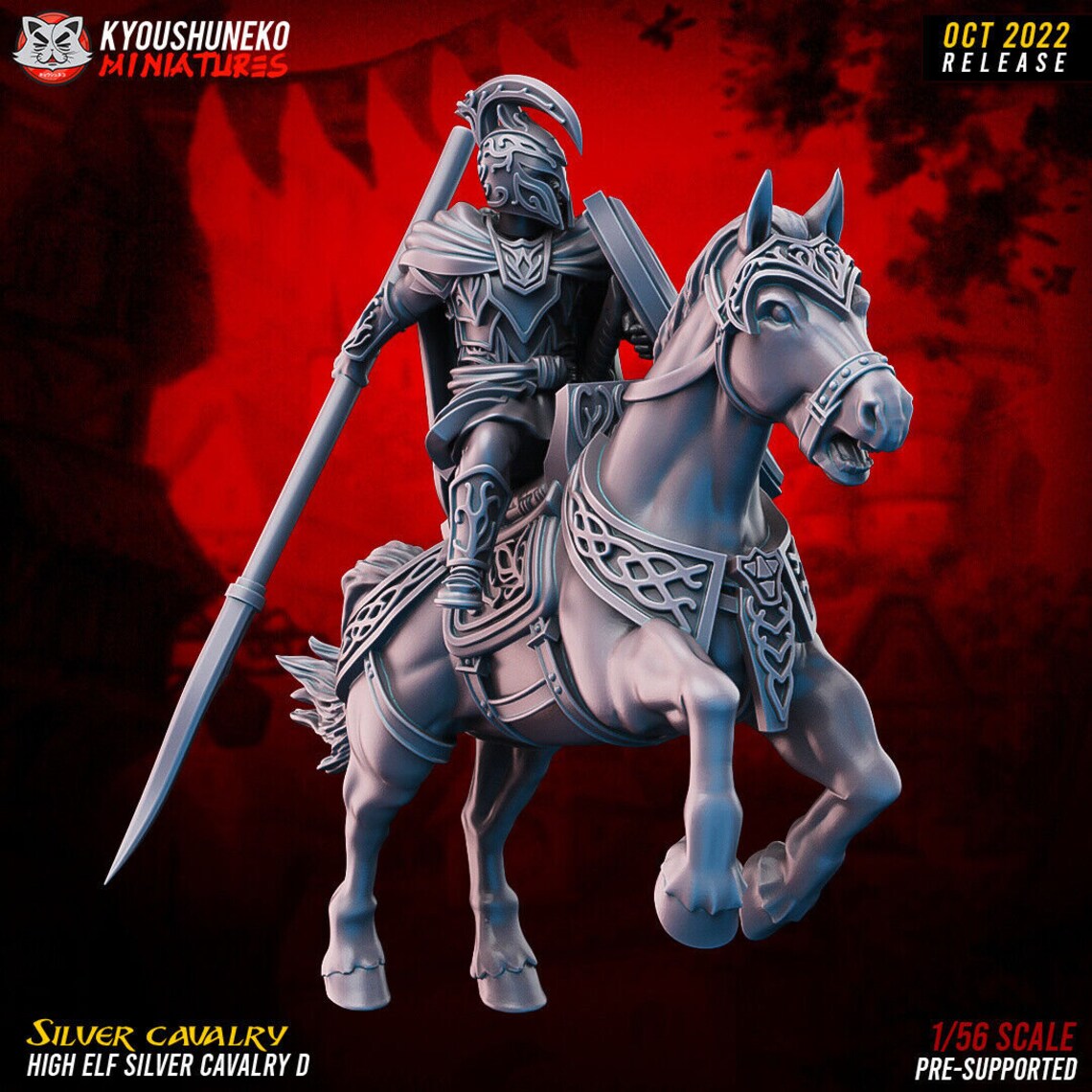 Elf Silver Spearmen Cavalry Elf Knight Warrior Tabletop - Etsy