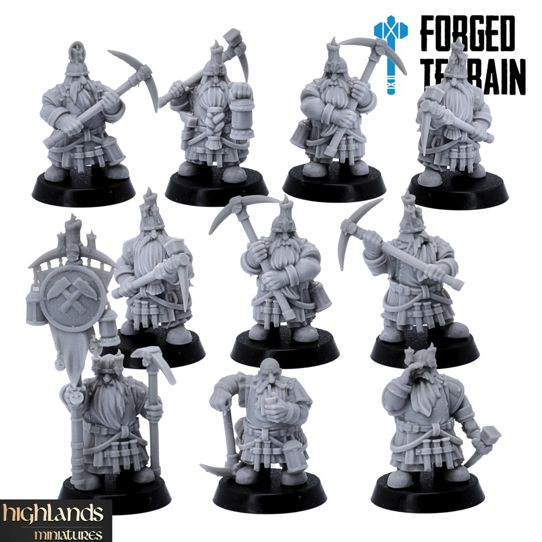 Dwarf Miners, Sons of Ymir, Highlands Miniatures, Dwarfs Pick Axe ...