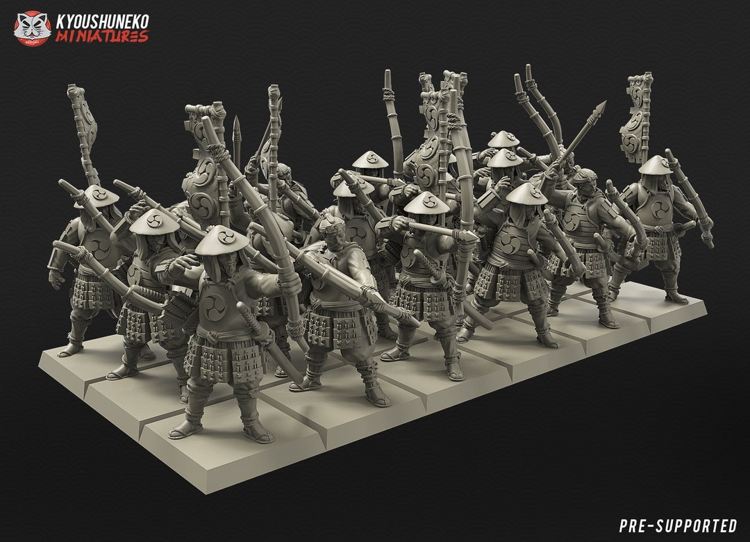 Japanese Ashigaru Archer Unit 18x | Kyoushuneko Miniatures | Bowmen ...