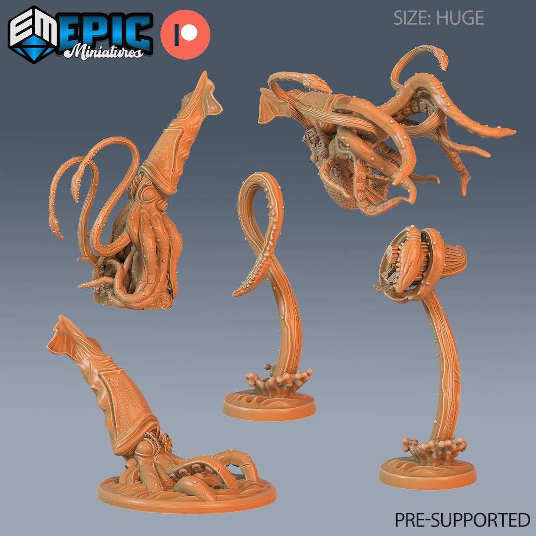 Epic Miniatures Aquatic Journey X3 Giant Squid | 28mm Scale Tabletop ...