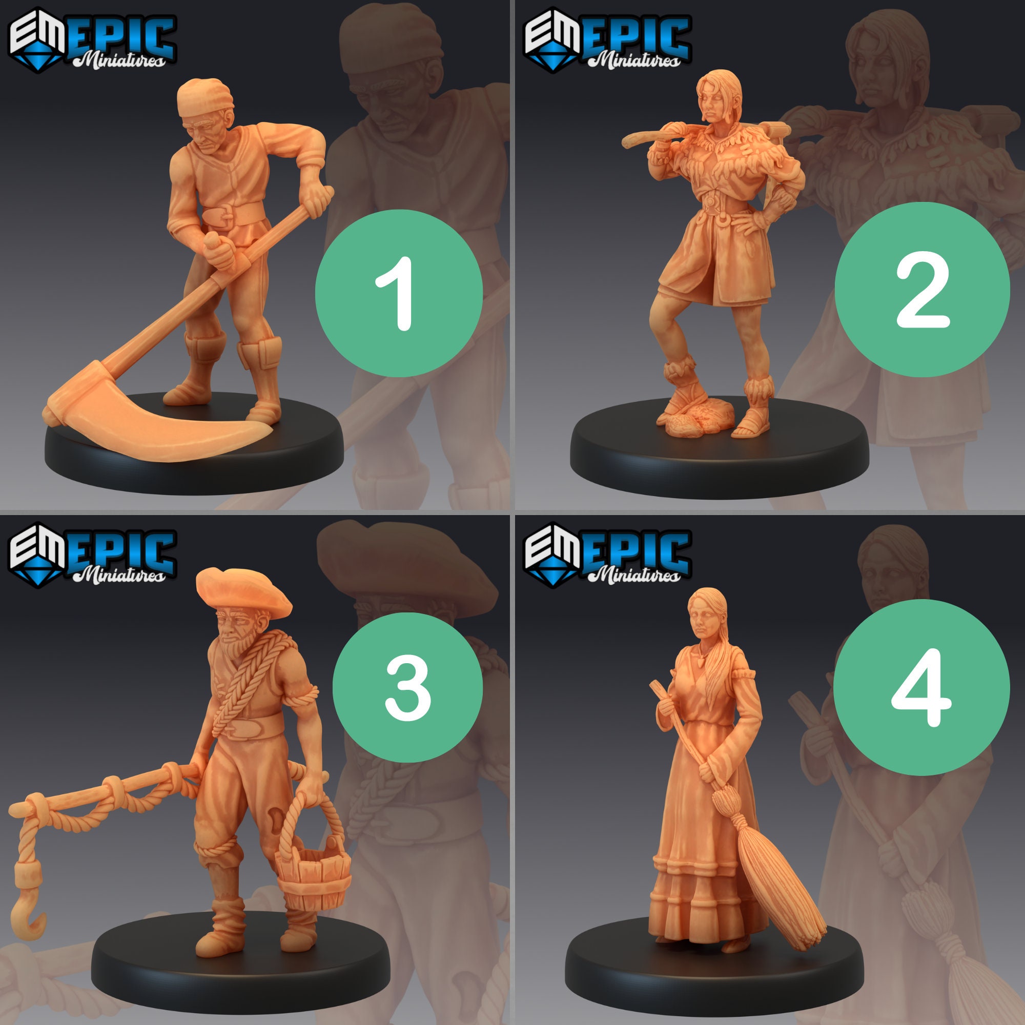 Farm Villagers Dnd Miniatures Epic Miniatures 28mm 32mm - Etsy