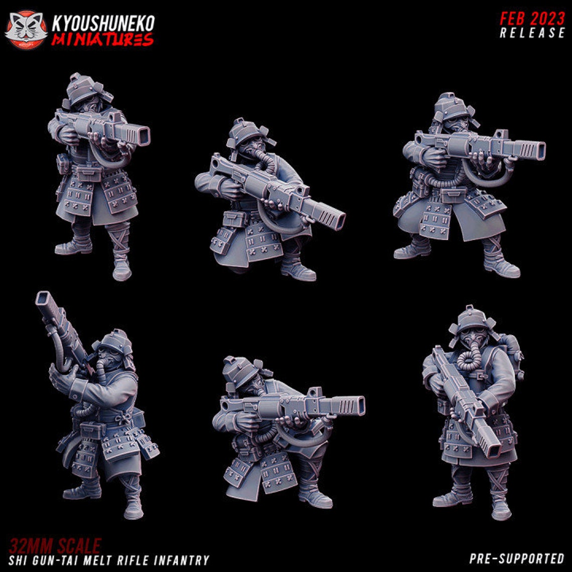 Kyoushuneko Miniatures Shi Gun Tai Army Infantry Melt Rifle | 15mm-32mm ...