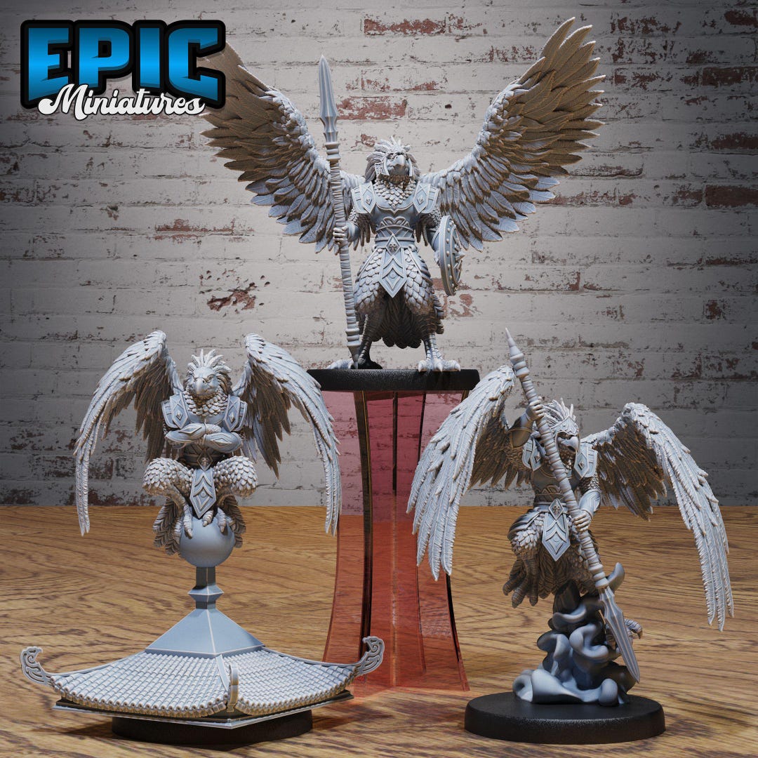 Eagle Folk Fighter Miniature Set (3 Poses) | Birdfolk & Angel Encounter ...