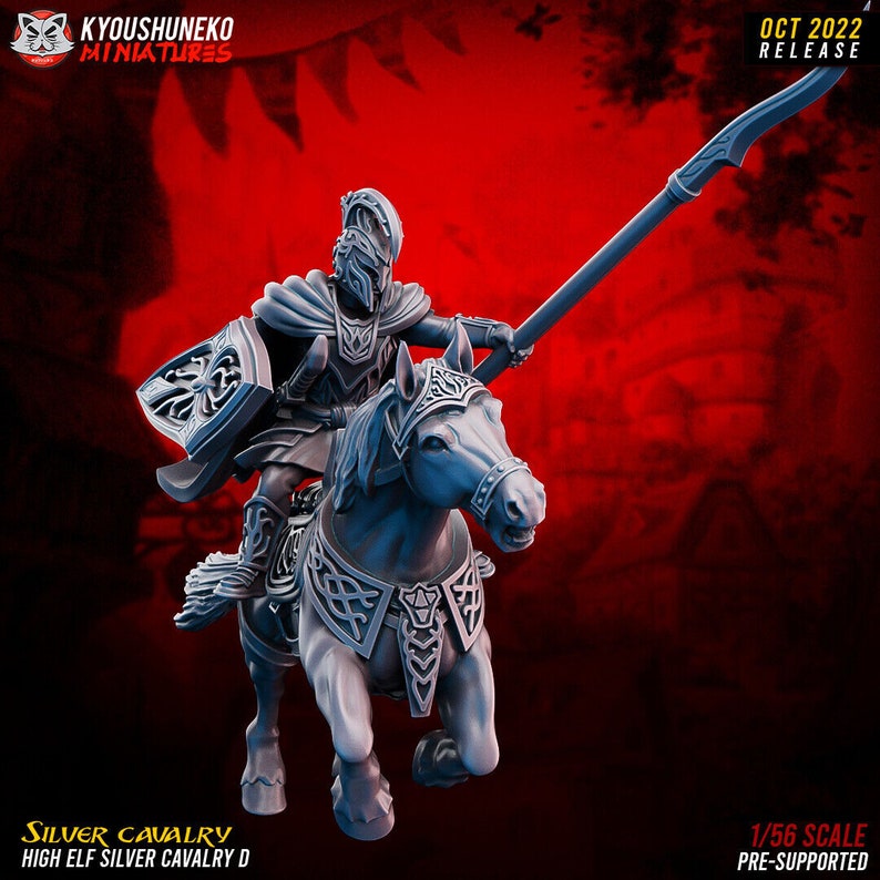Elf Silver Spearmen Cavalry Elf Knight Warrior Tabletop - Etsy