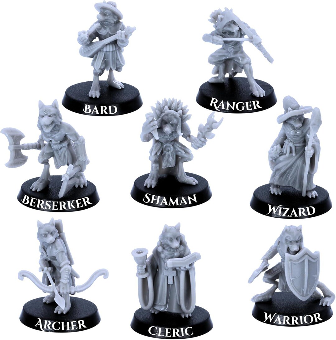 Fox Folk Miniatures Set – 8 Animal RPG Characters | 28mm Scale Fantasy ...
