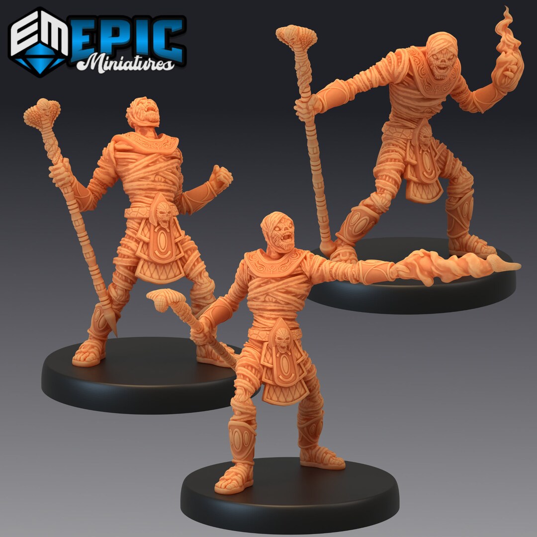 Mummy Mage 28mm Scale Dungeons and Dragons Miniatures for Tabletop ...