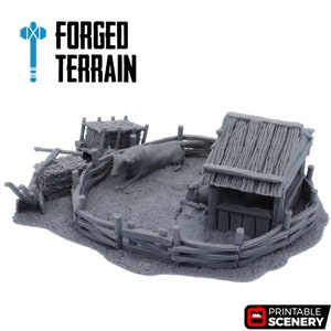 Oxen Enclosure, Farm Village Setting Animals and Accessories, Fantasy ...