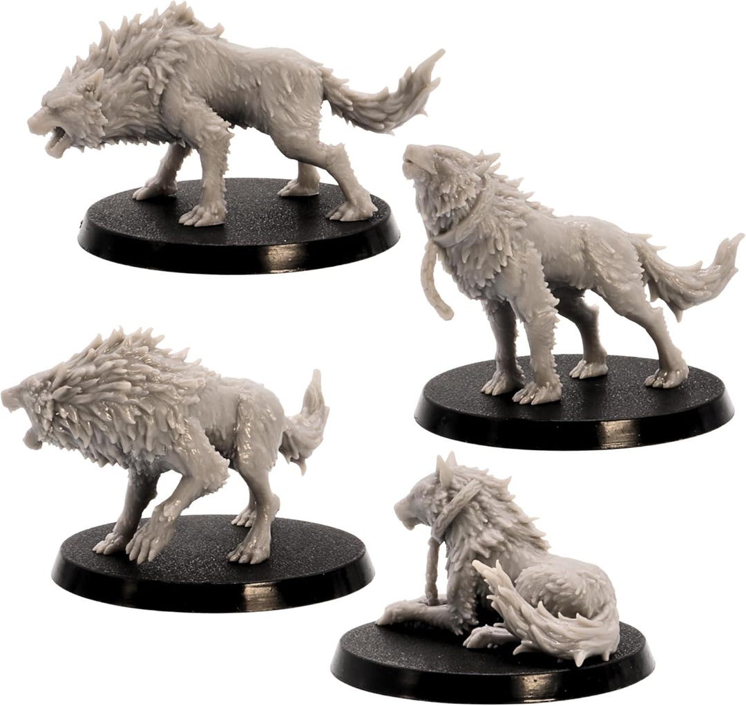 Fenrir Wolf Set – 4 Wolf Miniatures for Tabletop Rpgs | 28mm–32mm Scale ...