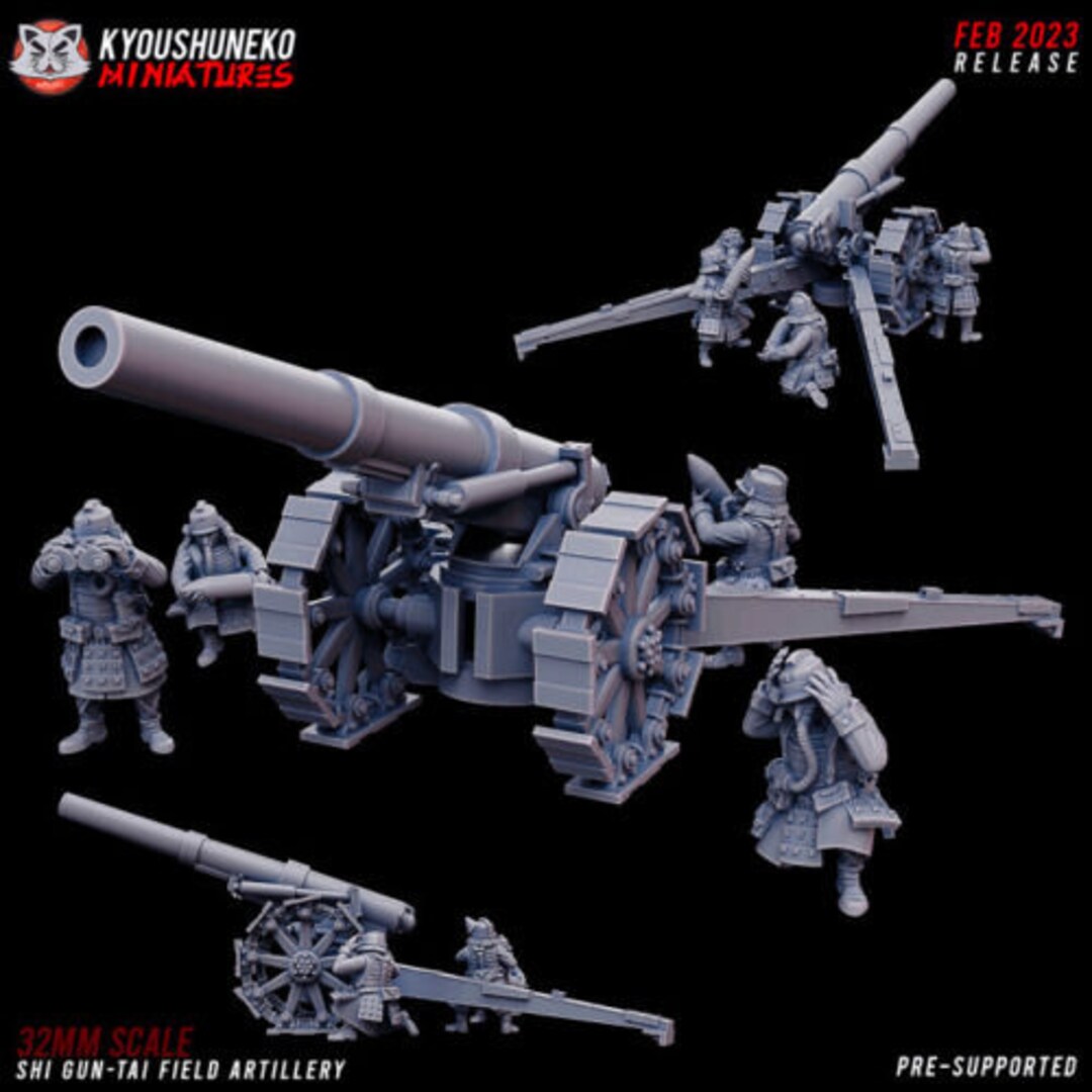 Kyoushuneko Miniatures Shi Gun Tai Army Field Artillery & Crew | 15mm ...
