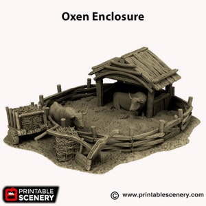 Oxen Enclosure | Wargames RPG Dnd Fantasy Farm Building Scatter Terrain ...