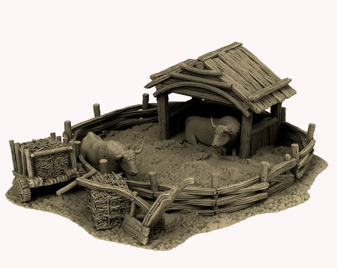 Oxen Enclosure Wargames RPG Dnd Fantasy Farm Building Scatter Terrain ...