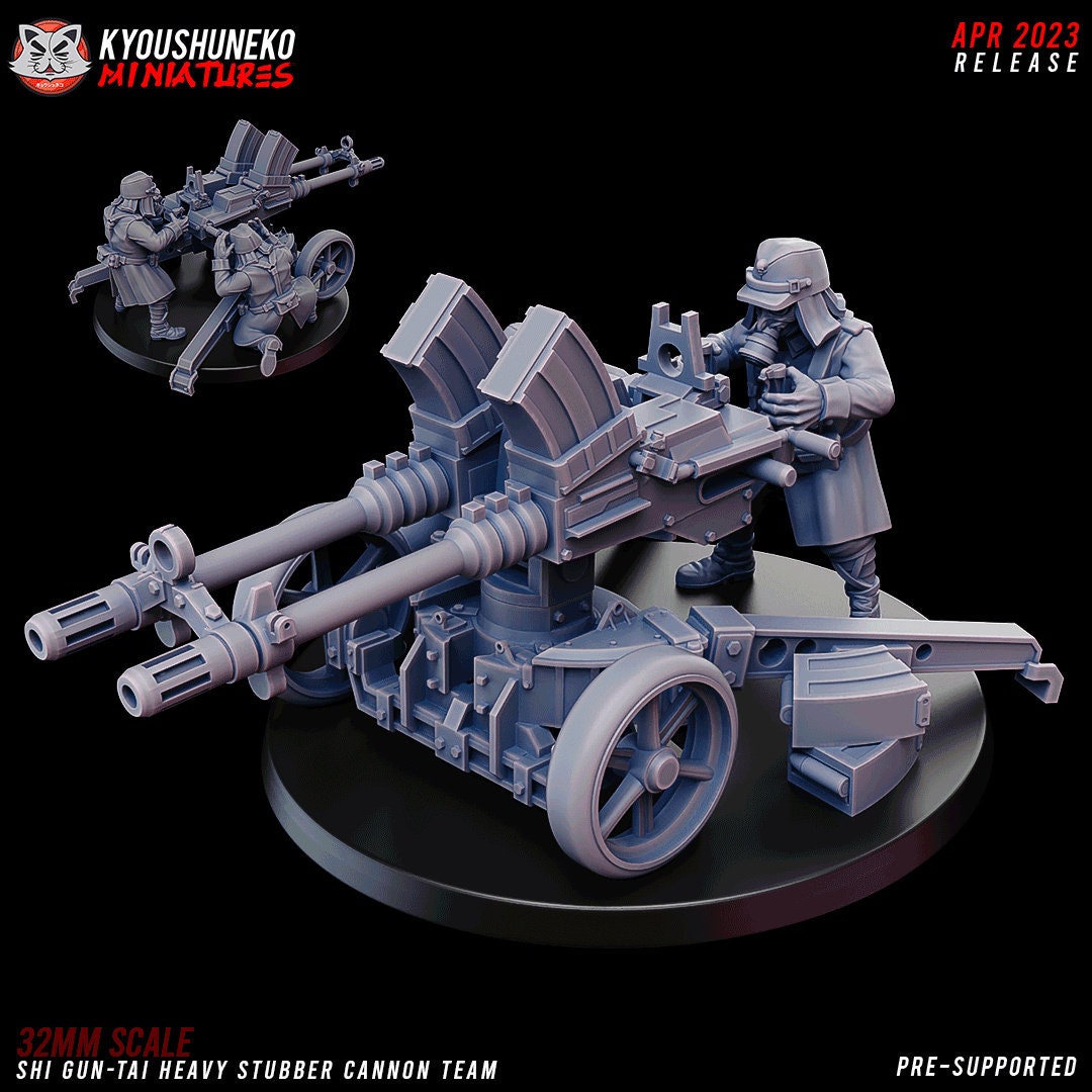 Kyoushuneko Miniatures Shi Gun Tai Heavy Stub Cannon Team | 15mm-32mm ...