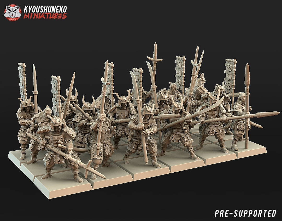 Japanese Samurai Spearmen Unit 18x | Kyoushuneko Miniatures | 30mm ...