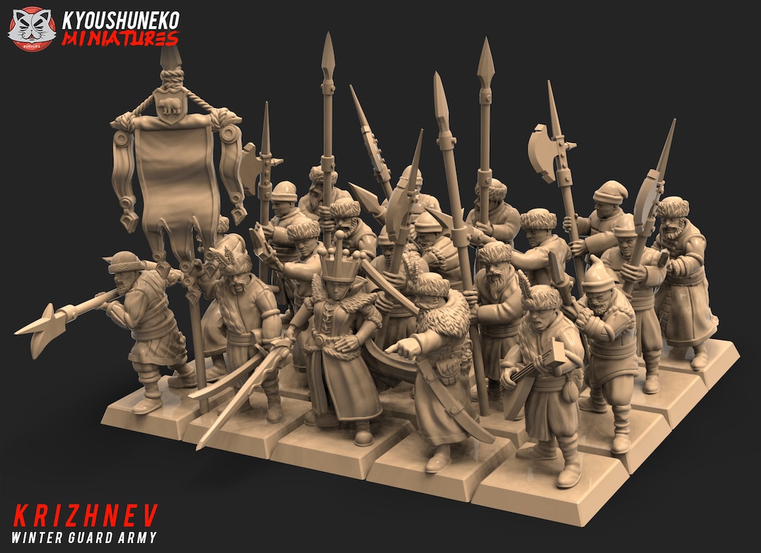 Krizhnev Winter Guard Unit X20 | Spearmen Feudal Army | Tabletop Dnd ...