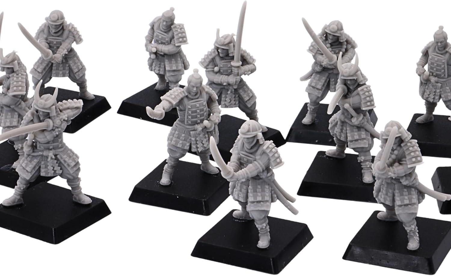 Japanese Samurai Swordsmen – Set of 12 Miniatures | 30mm Scale RPG ...