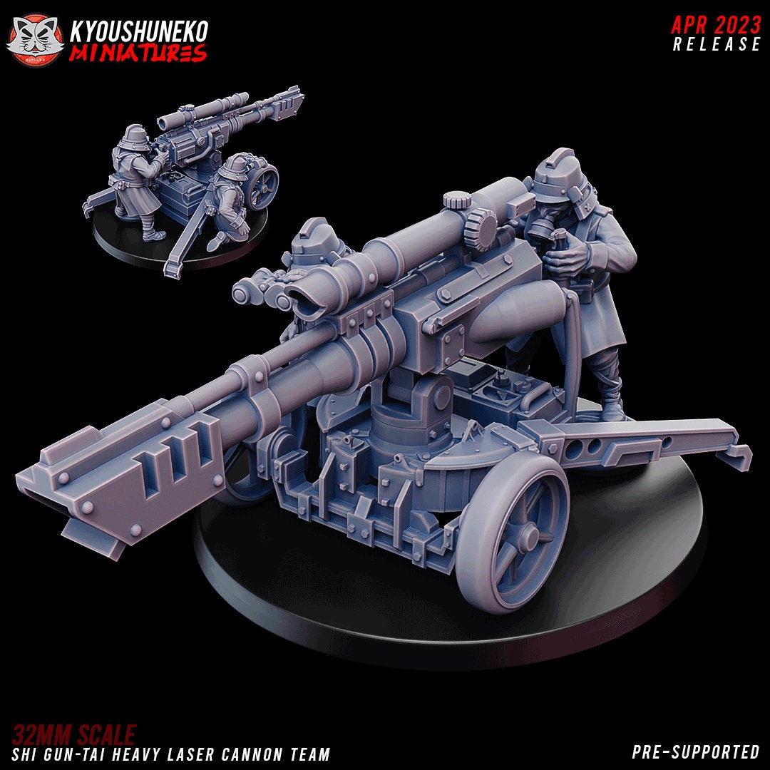Kyoushuneko Miniatures Shi Gun Tai Heavy Laser Cannon Team | 15mm-32mm ...