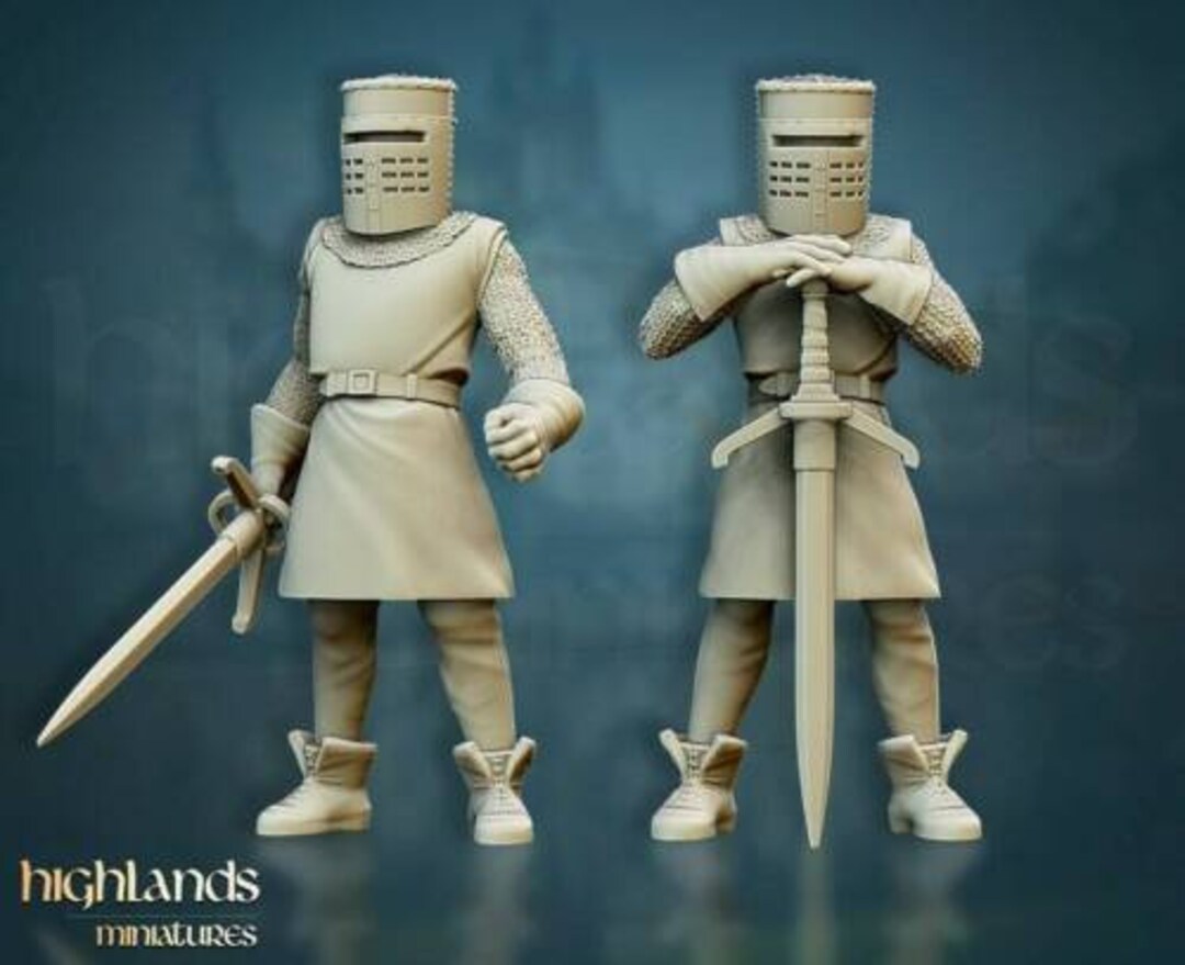 Black Knight Medieval Knight With Sword Wargaming Miniatures Highlands ...