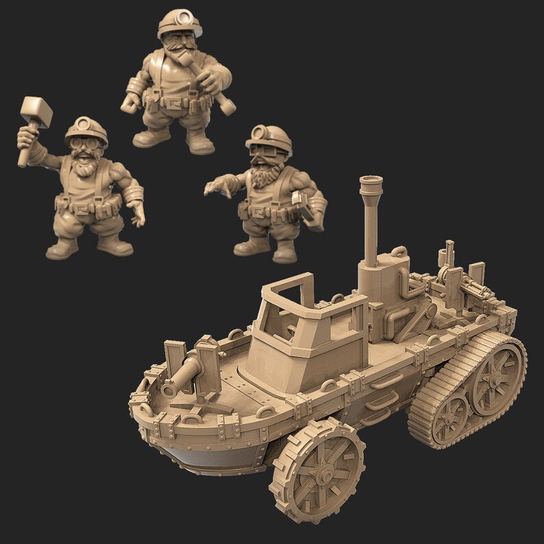 Dwarf Steam Tank With 3 Crews Dwarf Vehicle Dwarf War - Etsy